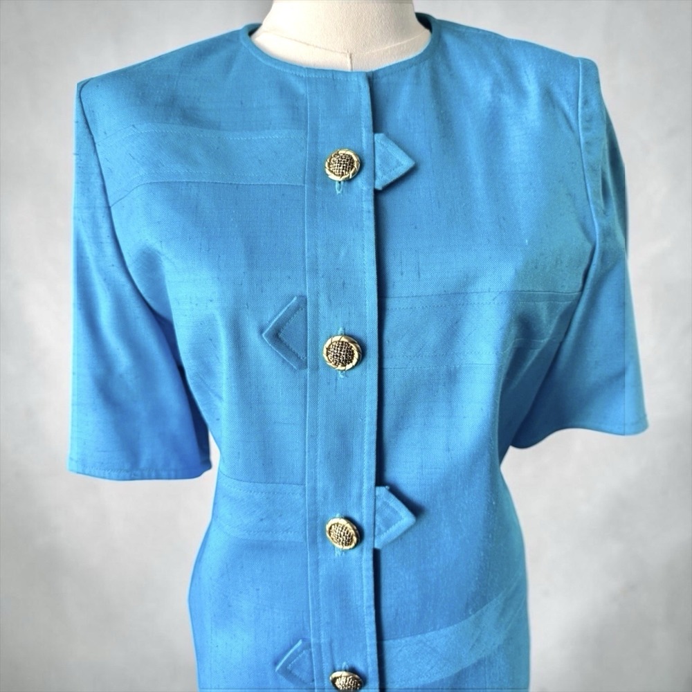 Gene Roye | Skirts | Vintage Gene Roye Turquoise Skirt Suit Set Gold ...